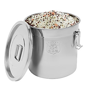 TOOL1SHOoo 21L/33L Airtight Rice Bucket 304 Stainless Steel Canister Food Storage Container Food Storage Container Airtight Canister Storage Bucket with Lid (21L)