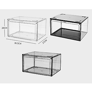 Sscp Shoe Storage Box Fit Size 11, Clear Plastic Stackable Shoe Organizer for Closet, Space Saving Foldable Shoe Rack Sneaker Container Bin Holder, (1pack)