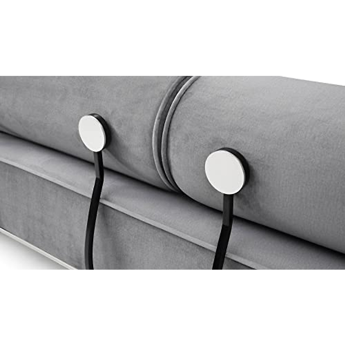 Zuri Modern Carrera Gray Velvet Fabric Sofa with Black and Chrome Accents