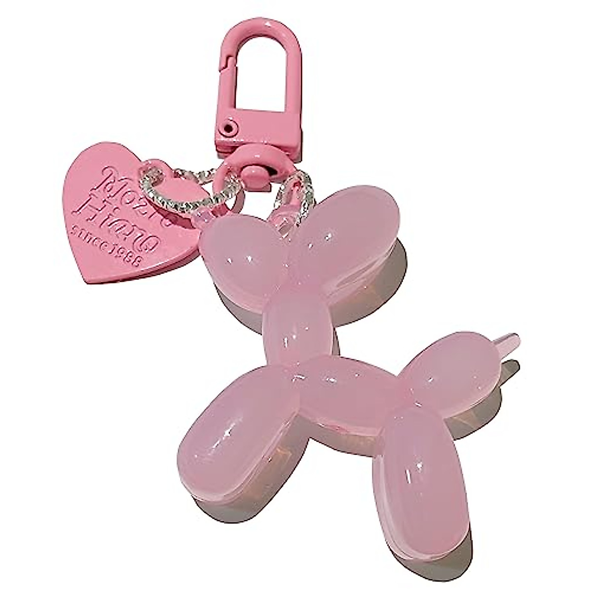 LAEKOU Jelly Balloon Dog Design Keychain for Women, Cute Light Pink Girls Key Chain, Key Chains Accessories for Car Keys