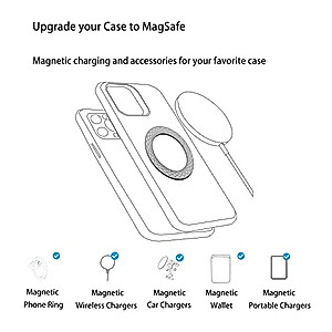 Universal Magnetic Ring, Magnetic Wireless Charging Conversion Kit,Magnetic Wireless Charger Universal Metal Rings Compatible with iPhone 13/13 Pro/13 mini/13 Pro Max/12, Galaxy S21 etc(Black - 2pcs)