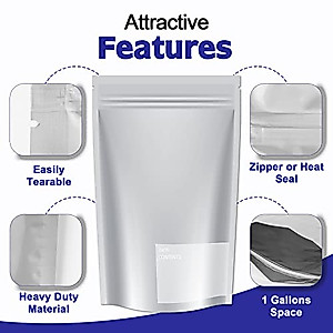 KitVacPak 1 Gallon Mylar Bags with 2000cc(30 Packets) Oxygen Absorbers,5 mil 30 Bags 10" x 14" Stand-Up Zipper Pouches Mylar Bags for Long Term  Food Storage