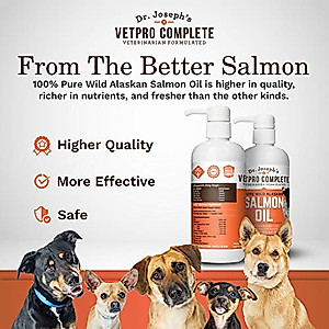 100% Pure Wild Alaskan Salmon Oil for Dog & Cat Food - Large 16 oz - Omega 3 & 6 Liquid Fish Oil Supplement - Supports Healthy Coat & Joints - Helps Dry Skin & Allergies