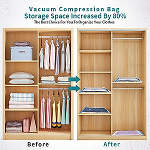 20 Pack Vacuum Storage Bags, Space Saver Bags (5 Jumbo/5 Large/5 Medium/5 Small) Hand Pump Included, for Comforters and Blankets, Sealer Clothes Storage