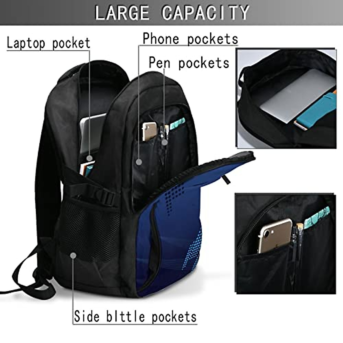 School Backpack Large Capacity Leisure Travel Backpack With The USB Charging Port(Rhythm)
