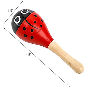 Hedume 20 Pack Mini Wooden Festival Maracas, Kids Baby Rattles Egg Shaker, Shaker Sand Hammer Toy Noisemaker for Party Favors, Musical Fun, Birthday Parties, Carnivals