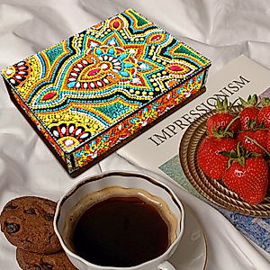 Generic DIY Diamond Art Painting Storage Box Kit, Diamond Art Painting Wooden Boxes Jewelry Storage Box, Special Shape Crystal Mosaic Arts Crafts for Girl Dresser Desktop Decor