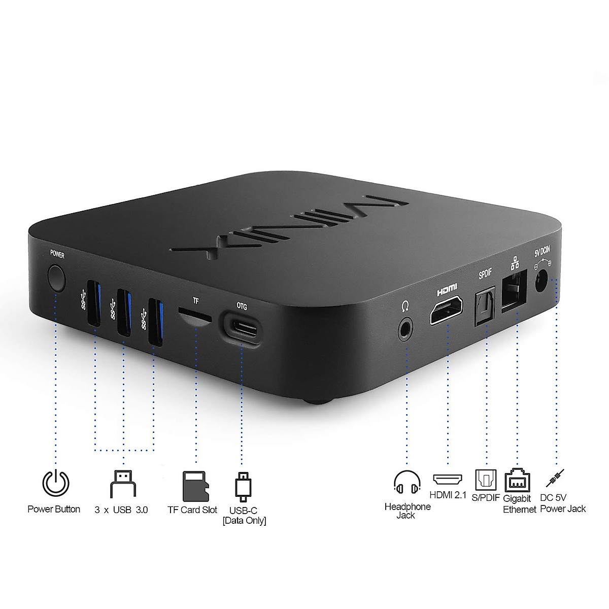 MINIX Android 9.0 Pie Media Hub 4K Ultra HD HDR10+4GB DDR4/32GB eMMC 4K @ 60Hz UHD 3 x USB 3.0 USB-C [Data only] GLAN AC Wi-Fi TF Card (NEO U22-XJ)