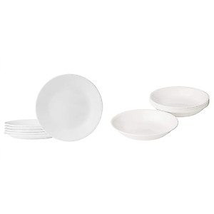 Corelle Winter Frost White 6-3/4-Inch Plate Set (6-Piece) & Winter Frost White 20-Ounce Bowl Set, 6 count (Pack of 1)