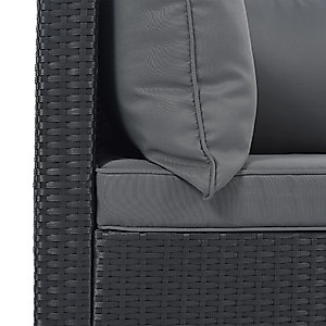 XD Designs 8-Pieces Outdoor Patio Furniture Sets, All Weather PE Wicker Sectional Sofa Set with Tempered Glass Table, Garden Conversation Set with Comfortable Cushion (Gray Cushions)