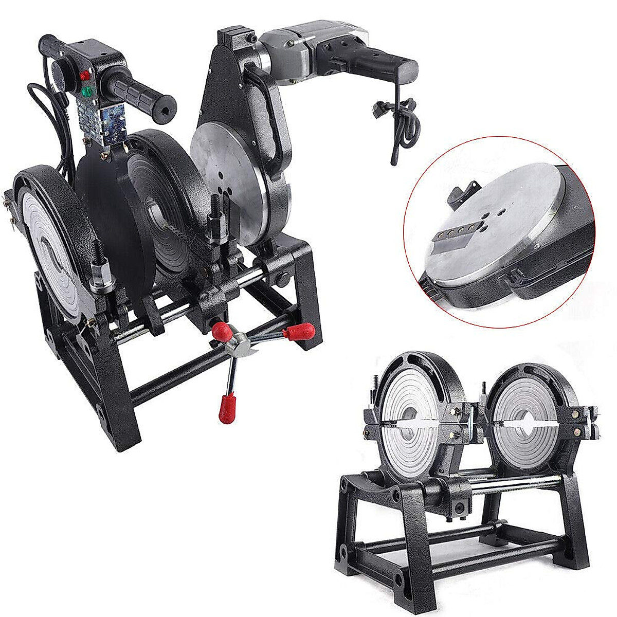 Lidhujnk 110V 2 Clamps Manual Pipe Fusion Welder PE HDPE PB PVC Piping Welding Machine, Pipe Hot Melt Welder 63-200mm