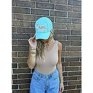 Funky Junque Distressed Baseball Cap Vintage Dad Hat - Mama Bear Lace (Mint)