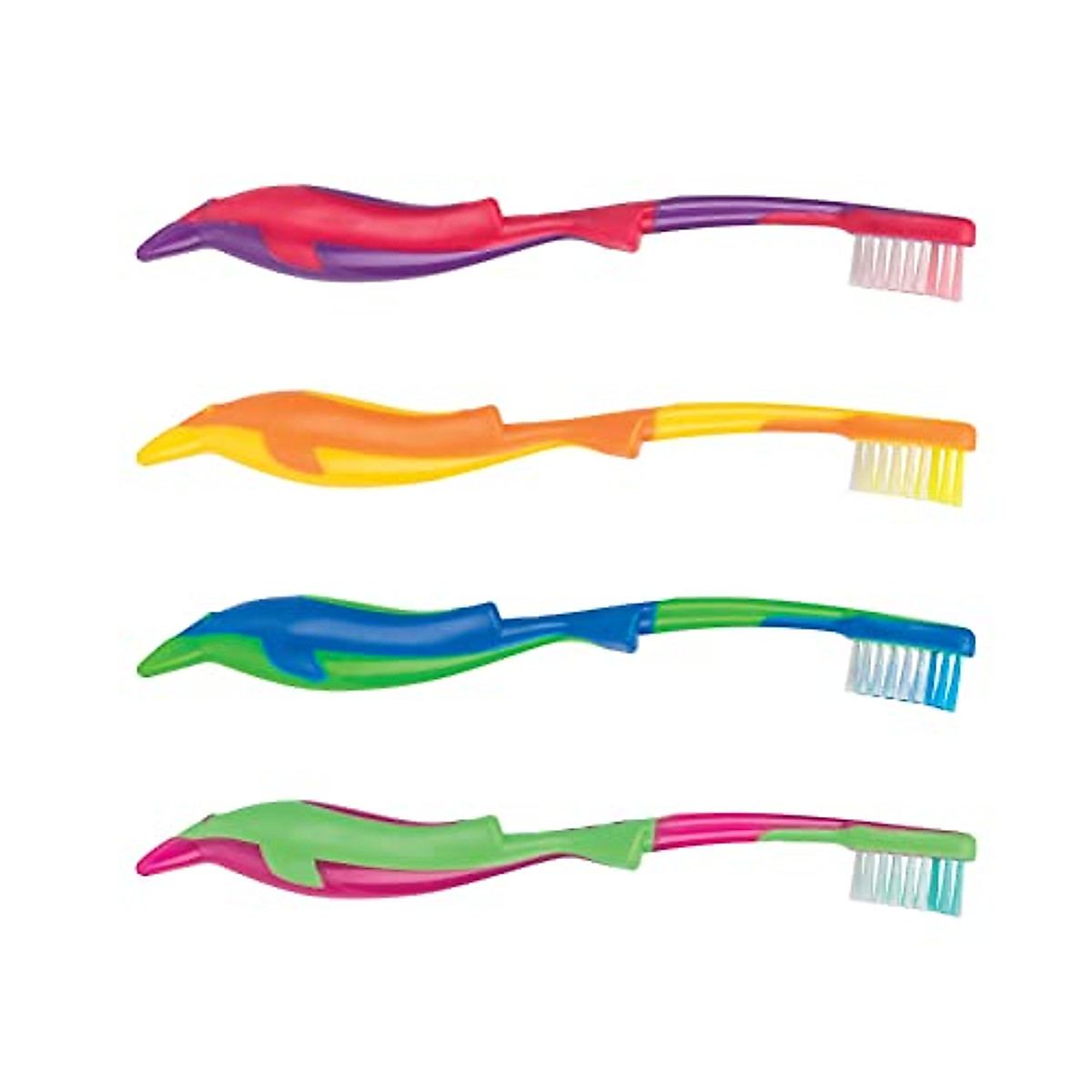 SmileGoods Y264 Child Toothbrush, Soft, Dolphin Grip, Individually Packaged Toothbrushes, Assorted Colors, Bulk Pack of 72