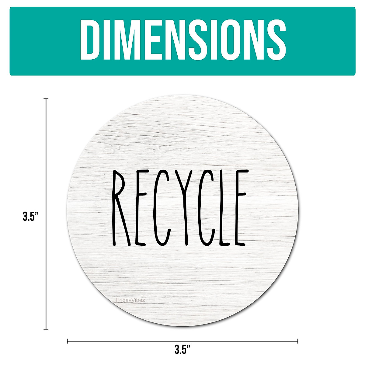 Rustic Recycle and Trash Magnets for Kitchen Trash Cans and Recycling Bins, Trash and Recycle Magnet Combo for Garbage Can Logo Symbol, 2 Magnetic Sticker Adhesives, 3.5" Circle, Outdoor Waste Bin