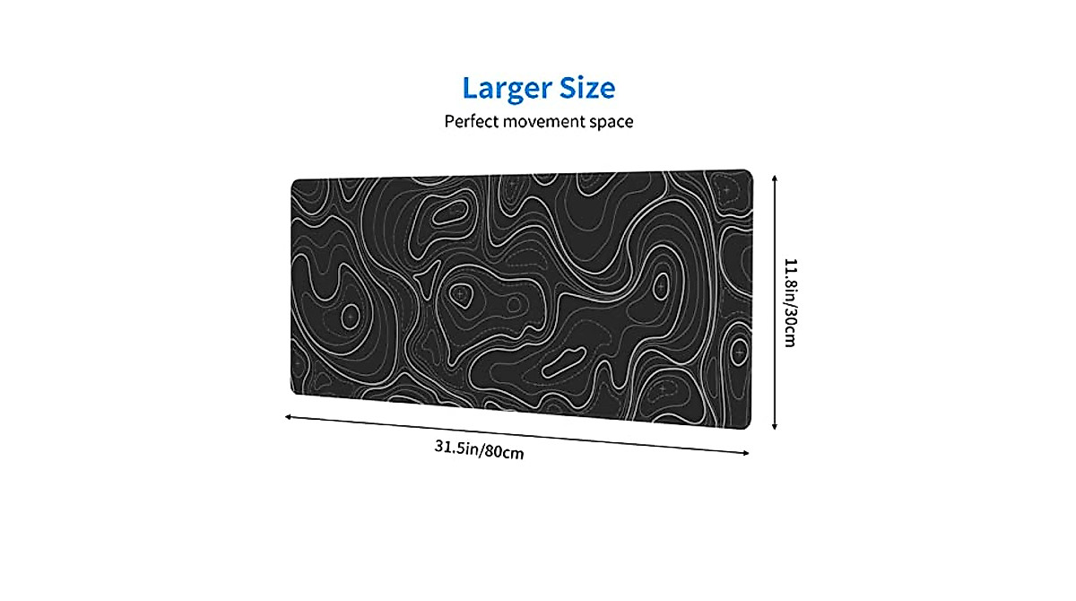 Topographic Contour XL Gaming Mouse Pad - Large, Non-Slip, Waterproof