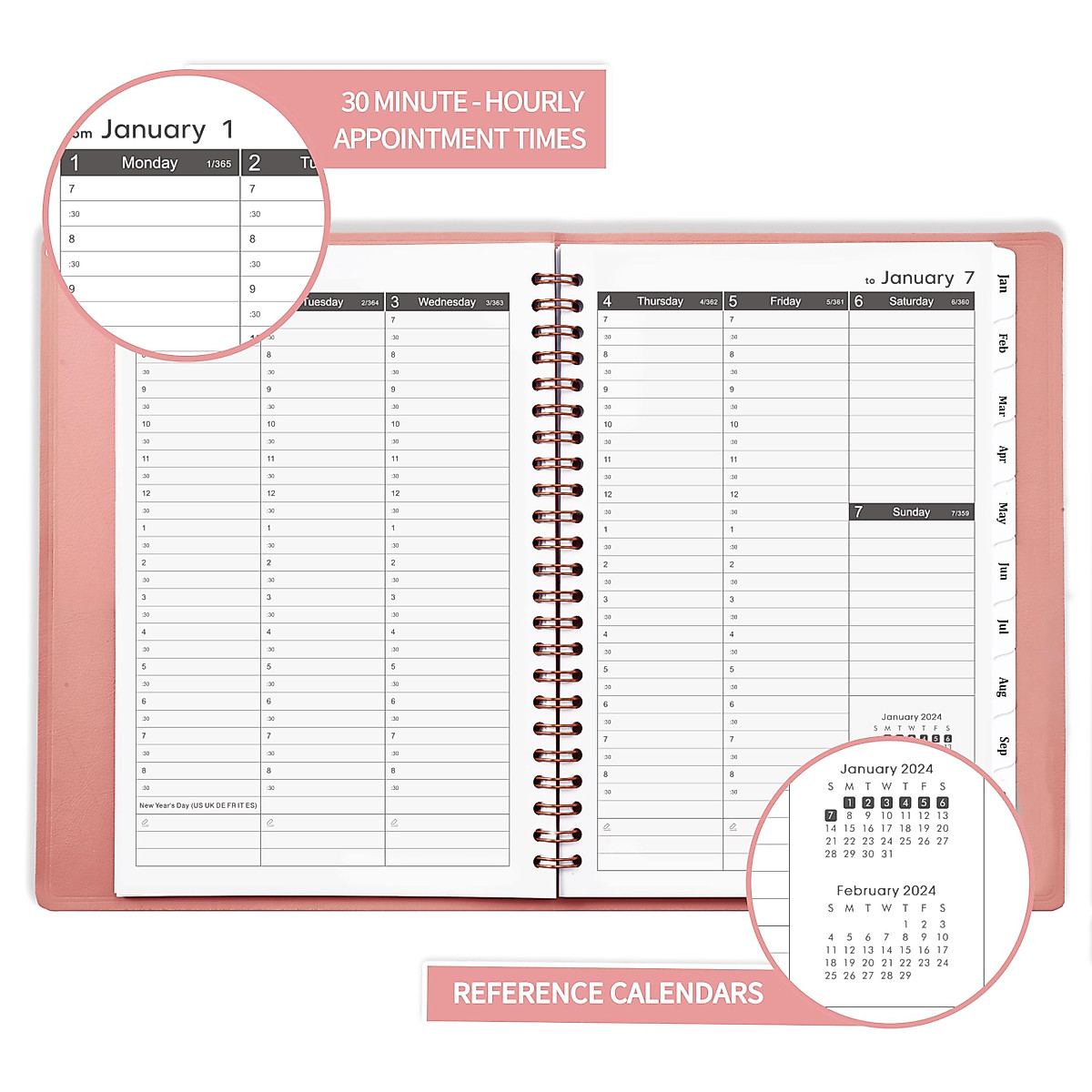 2023 Appointment Book - 2023 Weekly Appointment Book & Planner - 2023 Daily Hourly Planner 8.4" x 6.3", Mar 2023- Dec 2023, 30-Minute Interval, Soft Leather Cover, Improving Your Time Management Skill