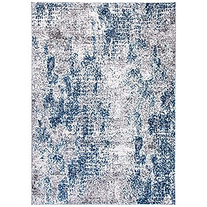 SAFAVIEH Aston Collection 2' x 5' Navy / Grey ASN704N Modern Abstract Non-Shedding Living Room Bedroom Area Rug