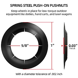 AR-PRO (8 Pack) Hard-to-Find Spring Steel Push-On Pushnuts - Dolly Wheel Lock Washers Fits 5/8" Dolly Axle Rods with Oiled Phosphate Finish