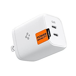 Spigen GaN 652 Total 65W 2 Ports GaN III Tech Dual USB C Wall Charger PD 3.0 Charging Block Adapter Compatible with MacBook Pro iPad iPhoine 14 13 Mini Plus Pro Max Galaxy S23 Ultra Plus S22 S21