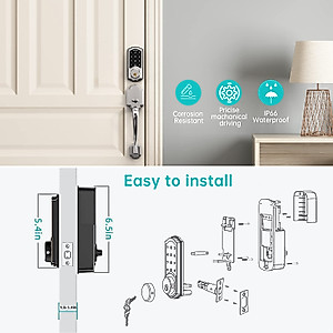 Smart Lock, Hornbill Keyless Entry Keypad Deadbolt, Bluetooth Electronic Digital Front Door Locks Work with Alexa, Free App Control Passcode, Auto Lock for Exterior Doors Airbnb Home Apartment Office