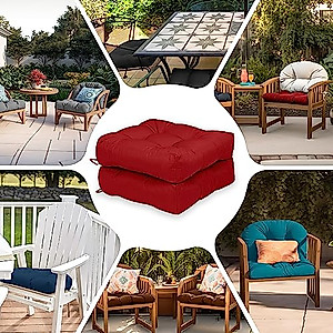 Focuprodu Set of 2 Outdoor Chair Cushions 19x19 Thickened and Durable Patio Furniture Cushions, All-Weather Wicker Chair Cushions for Outdoor/Indoor Use (Vermillion)