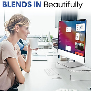 Mammoth DuraClear Acrylic Monitor Stand Riser - 3.5" Elevation and 20" Wide Computer Monitor Stand - Elevate Monitor & Organize Your Workspace