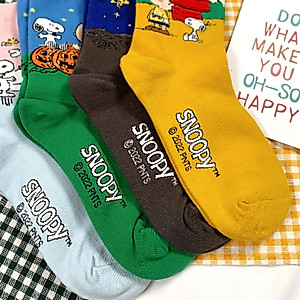 Yolo Studio The Peanuts Snoopy Women and teen girls Licensed Socks Collection Cartoon Character Series Original Crew Socks (Peanuts-6)