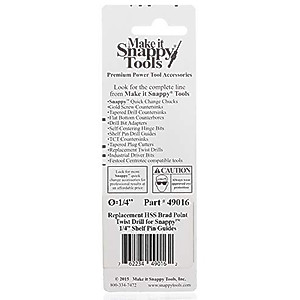 Snappy Tools Replacement HSS Brad Point Drill for 1/4 Inch Shelf Pin Guide #49016