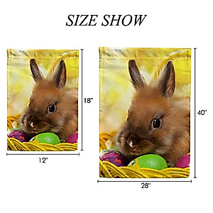My Little Nest Seasonal Garden Flag Easter Eggs Rabbit Basket Vertical Garden Flags Double Sided for Home Farmhouse Yard Holiday Flag Outdoor Decoration Banner 12"x18"
