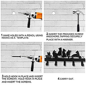 Towel Holder 5 Hooks for Bathroom, Towel Racks, Towel Hooks for Bathroom, Bedroom, Kitchen, Pool, Beach Towels, Bathrobe, Clothing, Metal Sandblasted Wall Mount Rustproof and Waterproof (Black03)