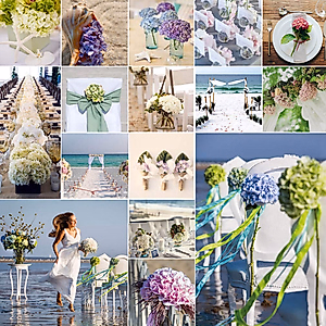 DuHouse Artificial Hydrangea Silk Flower Heads with Stem Fake Blue Hydrangea Bigger Flowers for Wedding Home Garden Centerpiece Pack of 6