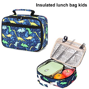 CAMTOP Backpack for Kids Boys School Backpack with Lunch Box for Preschool Kindergarten BookBag Set(Dinosaur-Graffiti Blue