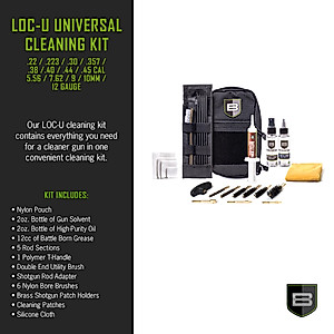 Breakthrough Clean Rifle Cleaning Kit with Oil and Cleaner - Universal Kit Also Works on 12 Gauge - .22/.223/.30/.38/.40/.45 Cal - 9/10mm - Black