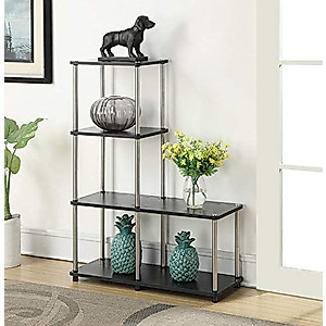 Convenience Concepts Designs2Go 4 tier Multi Shelf "L" Bookshelf, Black