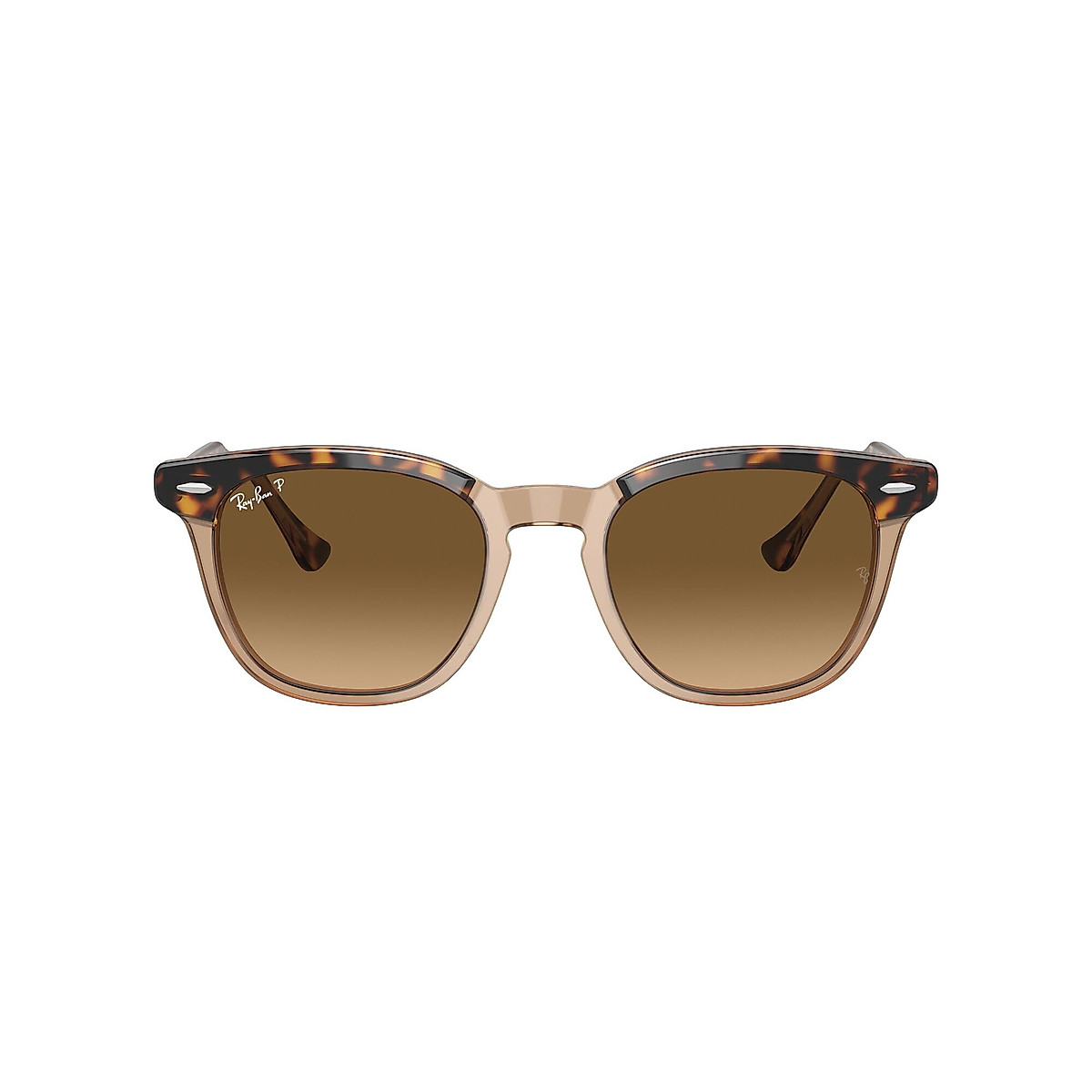 Ray-Ban RB2298 Hawkeye Square Sunglasses, Havana On Transparent Brown/Brown Gradient Polarized, 52 mm