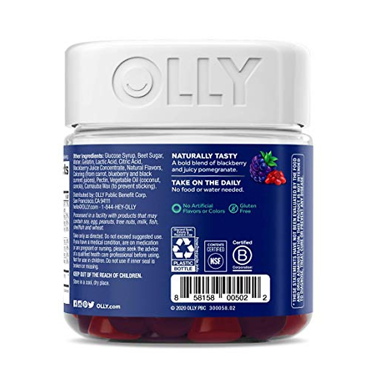 OLLY Men's Multivitamin Gummy, Overall Health and Immune Support, Vitamins A, C, D, E, B, Lycopene, Zinc, Adult Chewable Vitamin, Blackberry, 45 Day Supply - 90 Count