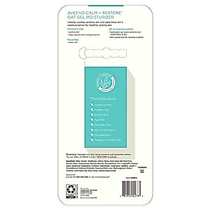 Aveeno Calm + Restore Oat Gel Facial Moisturizer for Sensitive Skin, Lightweight Gel Cream Face Moisturizer with Prebiotic Oat and Feverfew, Hypoallergenic, Fragrance- and Paraben-Free, 1.7 oz (Pack of 2)