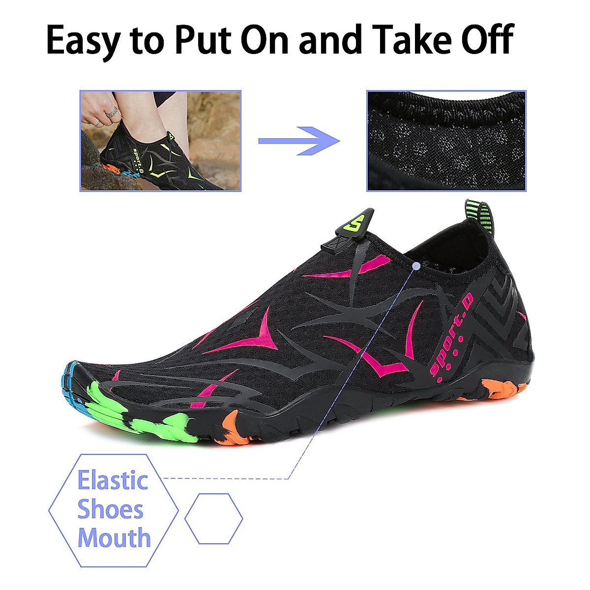 Mishansha Water Shoes for Women Beach Shoes Quick Dry Swimming Shoes Outdoor Surfing Kayaing Warer Aerobic Shoes Black&Red 8.5 M US Women (40)