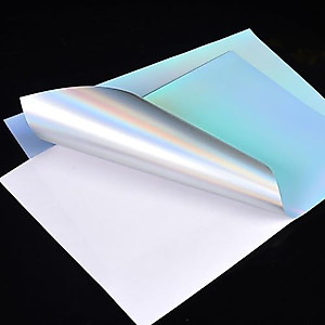 Printable Holographic Sticker Paper for Laser Ink Printing 20 Sheets Printing Paper Stickers Self Adhesive A4 Quick Drying Scratch Resistant Inkjet Printer Paper