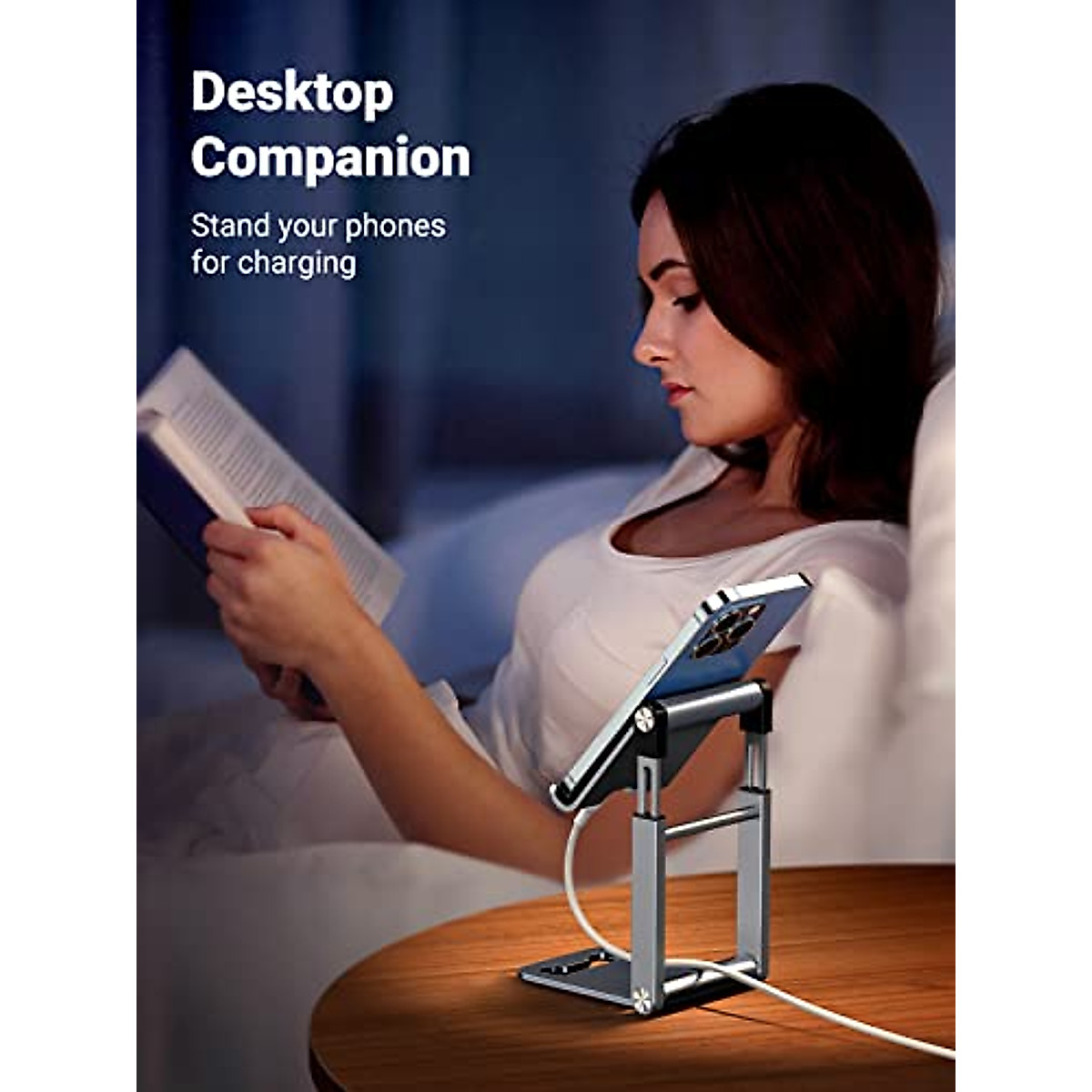 UGREEN Phone Stand for Desk Cell Phone Stand Holder Adjustable Height Phone Holder Foldable Portable Compatible with iPhone 15 14 Pro Max Plus 13 12 11 XS iPhone SE, Nintendo Switch up to 7.9''