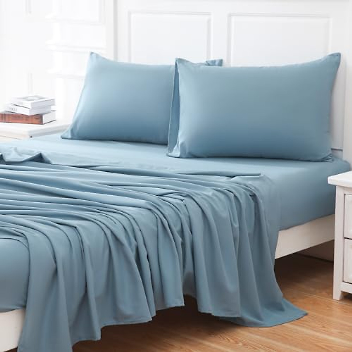 Bedlifes Full Size Sheet Sets- Ultra Soft Sheets-Luxury-Breathable-16 Deep Pocket- 1800 Thread Count Percale Egyptian Microfiber Bed Sheets Wrinkle, Fade and Stain Resistant Baby Blue 4 Pieces