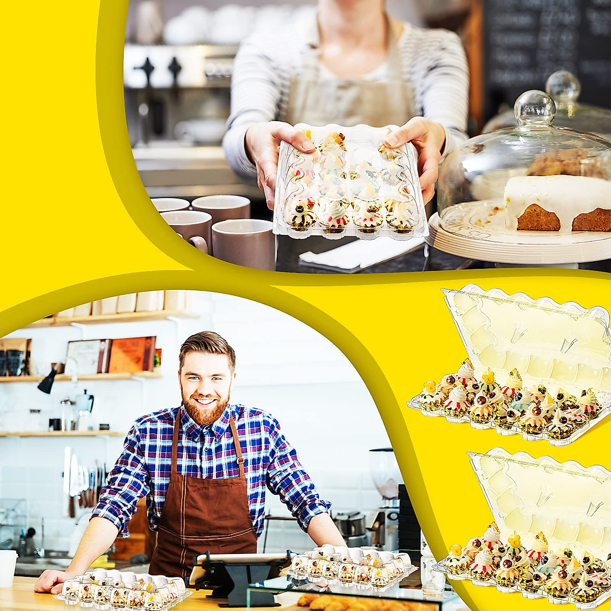 24 Pack Mini Cupcake Containers, 24 Count, Disposable Plastic Small Cupcake Boxes Bulk, High Dome Lid Cupcake Holder Cupcake Carriers for Transporting Small Cupcakes with Tall Icing