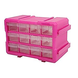 12-Drawer Small Parts Organizer, Pink