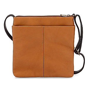 Le Donne Leather Cora Slip Pocket Crossbody - Premium Full Grain Colombian Leather, 9" x 9.5"x1" (Tan)