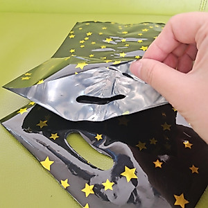 Kiorevy 20 Pcs Black and Gold Cute Star Party Favors Bags Goodie Bags Goody Bags Treat Bags for Birthday Graduation Baby Shower Christmas New Year Party Decorations Supplies