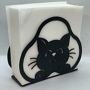 PXLYWLTZL Napkin Holder for kitchen，CAT black Metal Holders Tables, dinner iron Restaurants，Farmhouse，Cafe，Bar, Holders, Tissue Dispenser (CAT), 4.8inch 4inch 1.7inch (999)
