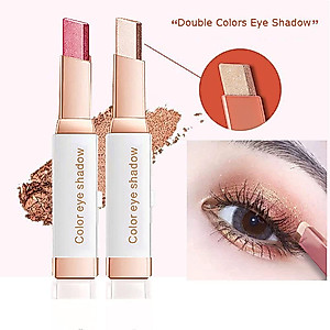 12 Colors Eye Shadow Stick Makeup, Glitter EyeShadow Highlighter Stick, Brilliant Eye Brightener Stick Shimmer Eye Highlighter Makeup Pencil, Double Colors Gradient Highlighter Eye Brightener