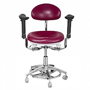NSKI 360° Swivel Mobile Chair Dental Dynamic Seat Doctor's Stool with Armrest Foot Control PU Leather