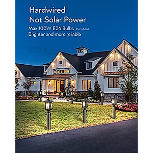 VIANIS Dusk to Dawn Post Lights Outdoor, Black Post Lantern with Pier Mount Base, Exterior Lamp Post Light Fixture, Waterproof Aluminum Body with Tempered Seeded Glass for Patio, Garden, Driveway