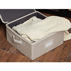 Covermates Keepsakes - Zip-Top Storage Box - Heavy Duty Polyester- Reinforced Handles - Stackable Design - Indoor Storage-Beige Heather